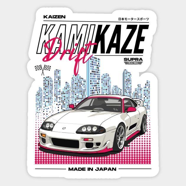 Japanese JDM Kamikaze Drift Synthwave - Jdm - Sticker | TeePublic